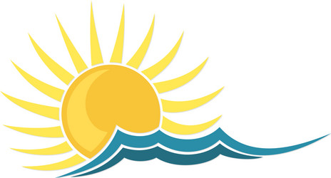 Sea waves and rising sun sunset or sunrise Vector Image