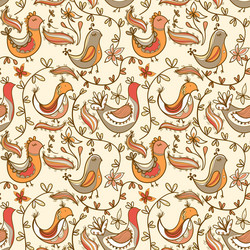 Seamless texture with flowers and birds Royalty Free Vector