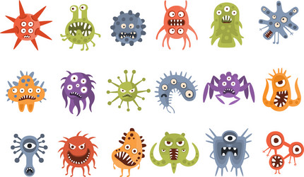 Aggressive fantastic alien microorganisms set Vector Image