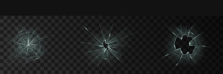 Broken transparent glass surface realistic crack Vector Image