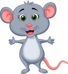 Cute mouse cartoon waving hand Royalty Free Vector Image