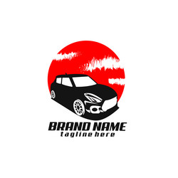 Car moon logo design Royalty Free Vector Image