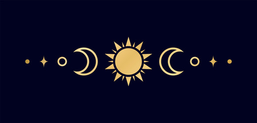 Gold celestial separator with sun stars moon Vector Image
