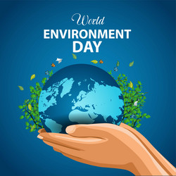 World environmental day two hands holding Vector Image