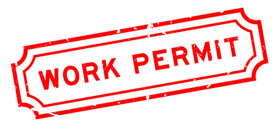 Grunge red work permit word rubber seal stamp Vector Image