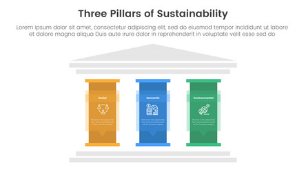 Three pillars sustainability framework Royalty Free Vector
