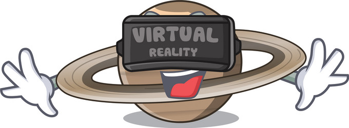 Angry planet saturn in the cartoon form Royalty Free Vector