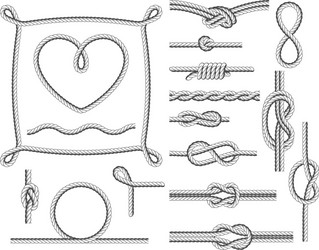 Square rope frame with knots and loops Royalty Free Vector