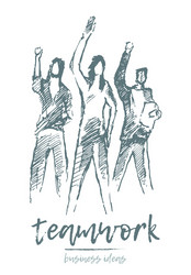 People standing togetherness a drawn sketch Vector Image