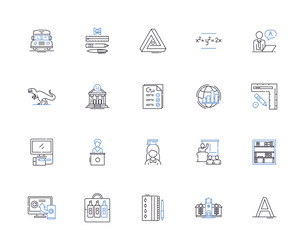 High school outline icons collection highschool Vector Image