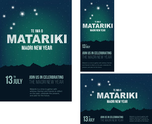 Matariki Celebration Poster - Māori New Year Vector Image