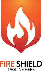Fire shield logo design element warning sign Vector Image