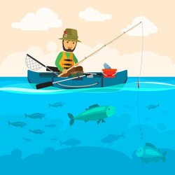 Filipino fisherman paddling outrigger in subic Vector Image
