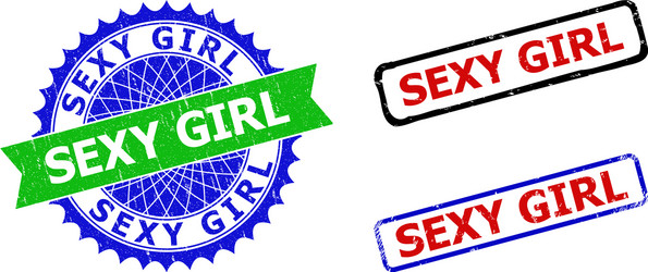 Miss Rosette And Rectangle Bicolor Badges Vector Image