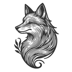 Fox engraving sketch Royalty Free Vector Image
