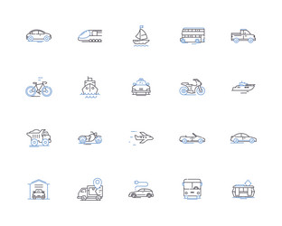 Transport outline icons collection transportation Vector Image