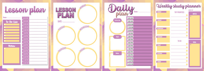 Children study plan schedule organized Royalty Free Vector
