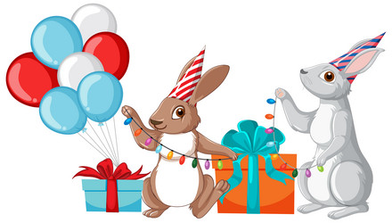 Rabbit cartoon character with gift bag Royalty Free Vector