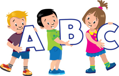 Children set smiling five kids with letters Vector Image