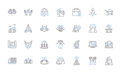 Organization line icons collection establishment Vector Image