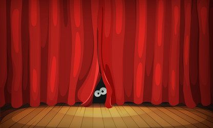 Cartoon theater stage with red curtains scene Vector Image