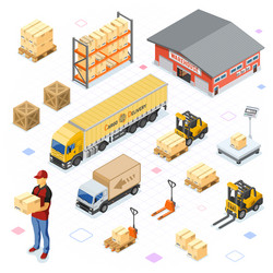 Logistics isometric set Royalty Free Vector Image