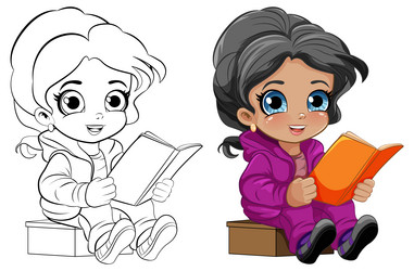 Kid Reading Book Outline Vector Images (over 1,300)