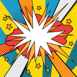 Pop art explosion red yellow on the right Vector Image