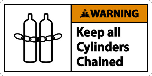 Warning keep all cylinders chained symbol sign Vector Image