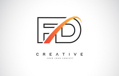 Fd f d letter modern logo design with yellow Vector Image