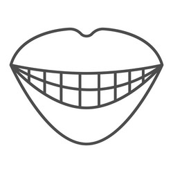 Smile line icon emotion concept smiling mouth Vector Image
