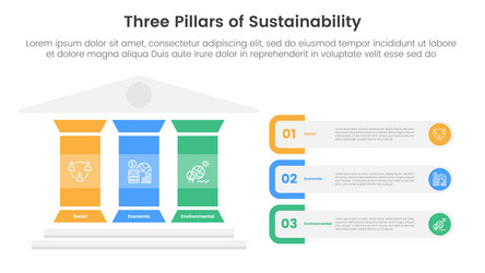 Three pillars sustainability framework Royalty Free Vector