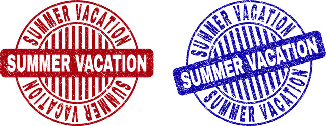 Grunge summer textured round watermarks Royalty Free Vector