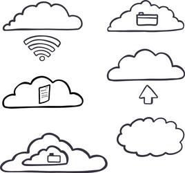 Hand drawn computer cloud server Royalty Free Vector Image