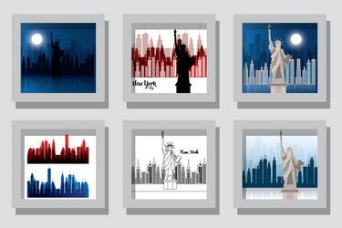 New york buildings set design Royalty Free Vector Image