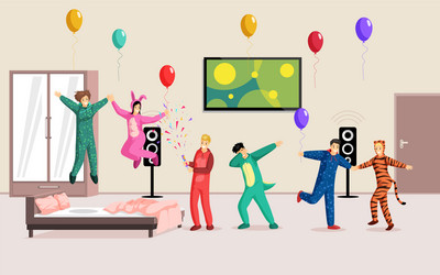 Pajama party background with casual slippers Vector Image