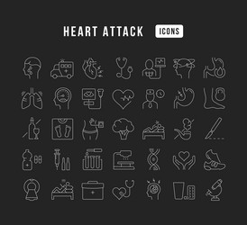 Set of linear icons heart attack Royalty Free Vector Image