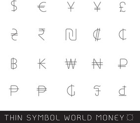 Currency symbols set with names Royalty Free Vector Image