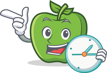 Orange fruit cartoon character with clock Vector Image