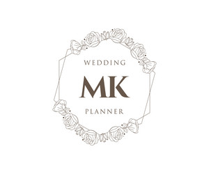 Mk initials letter wedding monogram logos Vector Image