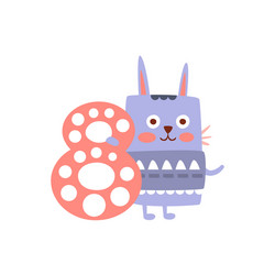 Funny cute squirrel animal and number eight Vector Image