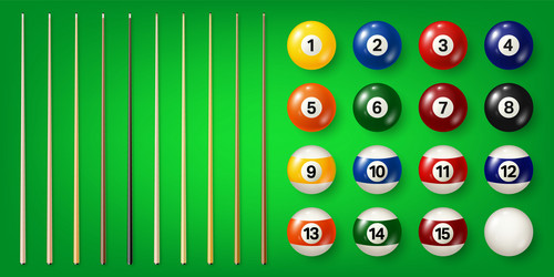 Flying billiard balls 3d frame with copy space Vector Image
