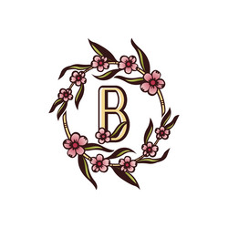 Letter b bohemian logo design Royalty Free Vector Image