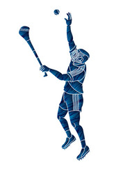 Irish hurley sport hurling player action Vector Image