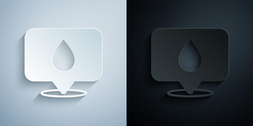 Paper cut water drop with location icon isolated Vector Image