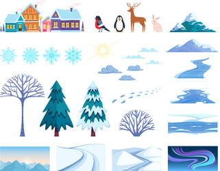Winter scene snow tree forest in ice snowy Vector Image