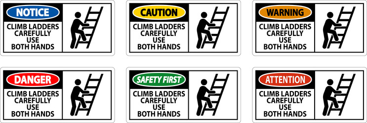 Safety first sign climb ladders carefully use Vector Image