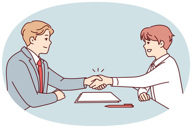 Smiling businessmen handshake closing deal Vector Image