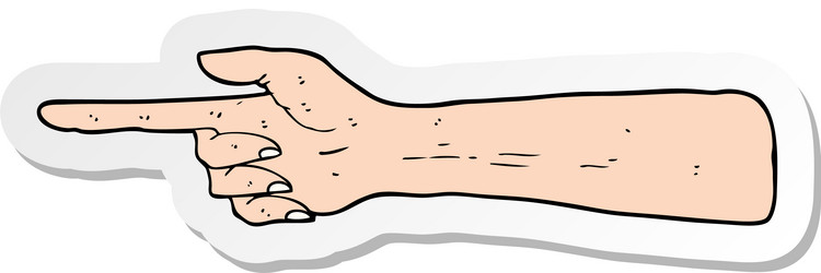 Sticker of a pointing hand cartoon Royalty Free Vector Image