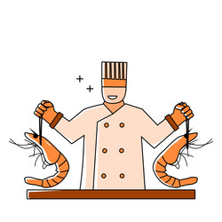 Chef of sea food flat Royalty Free Vector Image
